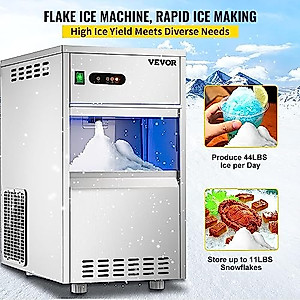 VEVOR Flake Ice Maker, 44lbs/24h Commercial Ice Maker Machine ETL Approved Food Grade Stainless Steel Flake Ice Machine for for Seafood Restaurant Laboratories etc