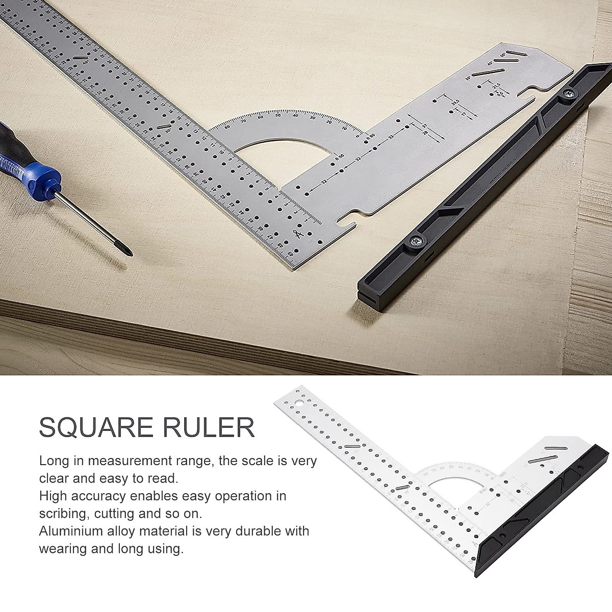 KJAOYUPositioning Square,90 Degree Positioning Squares,Positioning Squares for Woodworking, 300mm Aluminium Alloy Clear Scale L Ruler Carpenter Tool for Woodworking