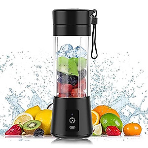 Portable Blender, 13.5 Oz Personal Size Juicer Cup for Smoothies and Shakes, USB Rechargeable with Six Blades, for Sports Travel and Outdoors - Blue,black,green,pink,yellow,purple super blender. (black)