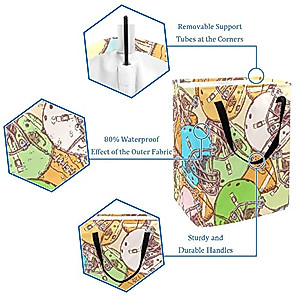 Sketch Helmet and American Football Print Collapsible Laundry Hamper, 60L Waterproof Laundry Baskets Washing Bin Clothes Toys Storage for Dorm Bathroom Bedroom