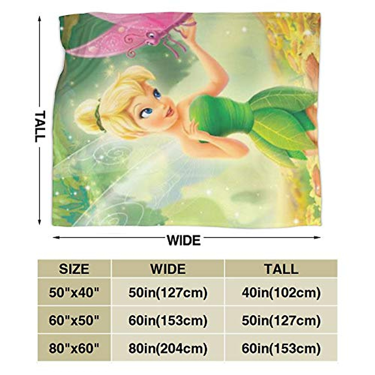 Mars Sight Tinker Bell Blanket Throw Blanket Soft, Warm and Lightweight for Couch Bed Sofa Luxury Fleece Blanket