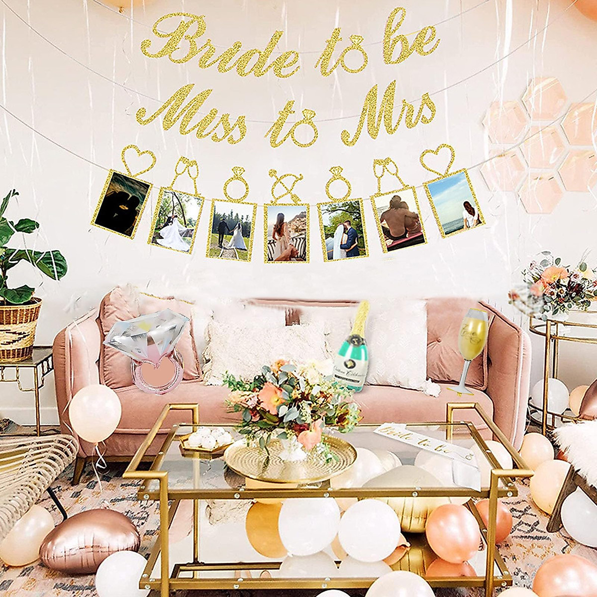 YSVVALDEG Bachelorette Party Decoration, Our Bride To Be Decorations Include Bride To Be Sash, Bachelorette Balloons, Bachelorette Photo Props, Tassel Curtains And Other Bridal Shower Decorations