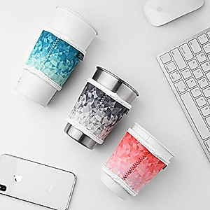 Beautyflier 8pcs Anti-Slip Neoprene 2.5mm Thick Collapsible Heat Resistant Coffee Cup Insulated Sleeve for Coffee/Tea/Cold Drinks (Geometric gradient)