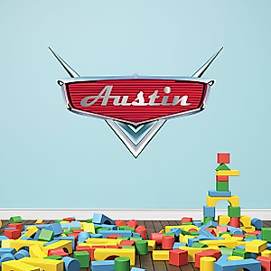 Cars Name Wall Decal - Personalized Cars Sticker for Kids Room - Racing Cartoon Wall Decor for Boys - Removable Race Car Wall Decoration for Bedroom Classroom Playroom Art Mural Vinyl Stickers