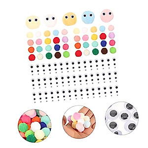 Pompom Balls with Wiggle Eyes Mini Pom Poms 2 Sets Handmade Fur Ball Nylon Yarn Puffer Ball Material Bulk Crafts Assorted Pompoms