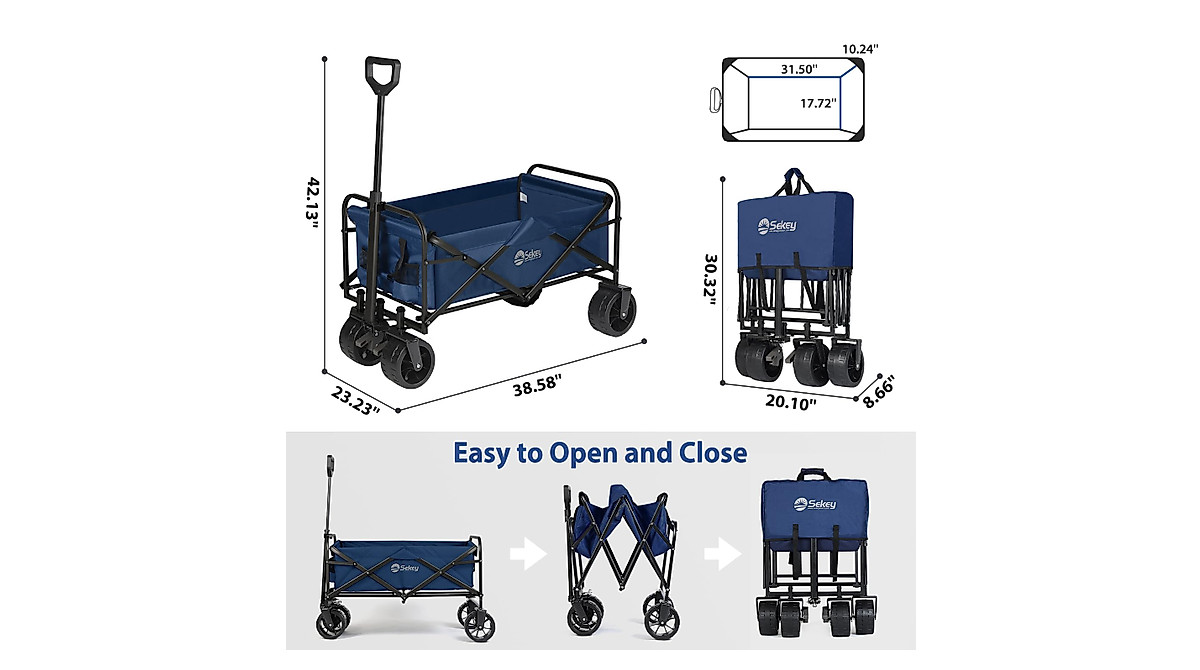 Sekey Heavy Duty Foldable Wagon - 330lbs Capacity & All-Terrain Wheels