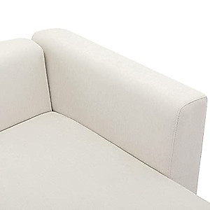 NCKMYB Modern L Shaped Sectional Sofa with Circular Seat, Luxury Sofa with 2 Pillows, Right Hand Facing Upholstery Couch for Living Room, Apartment, Office (Beige)