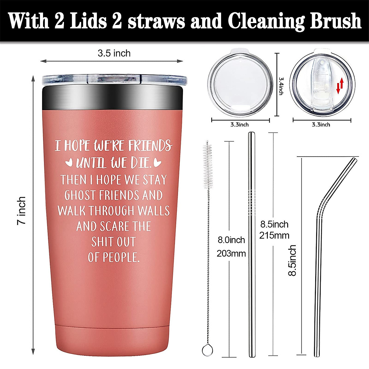 Fufendio Best Friend Birthday Gifts for Women - Friendship Gifts - Vacuum Insulated Tumbler Cup