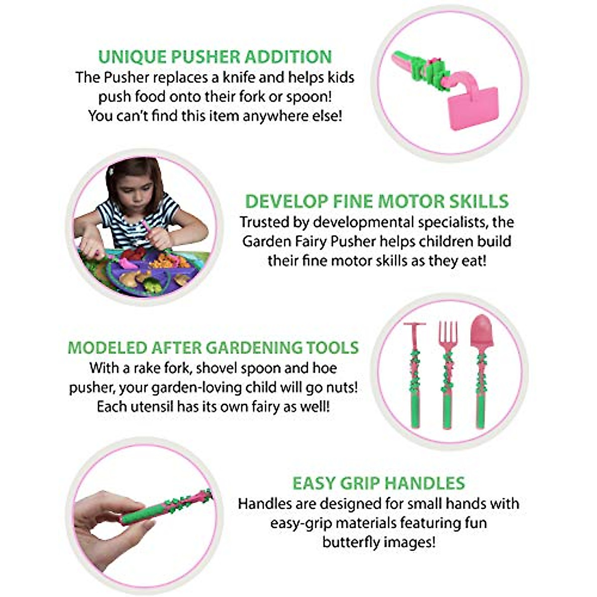 Constructive Eating - Toddler Utensils Made in USA - Garden Silverware for Toddlers - Garden Utensils for Kids - Toddler Utensils 2 Year Old - Toddler Silverware - Constructive Eats