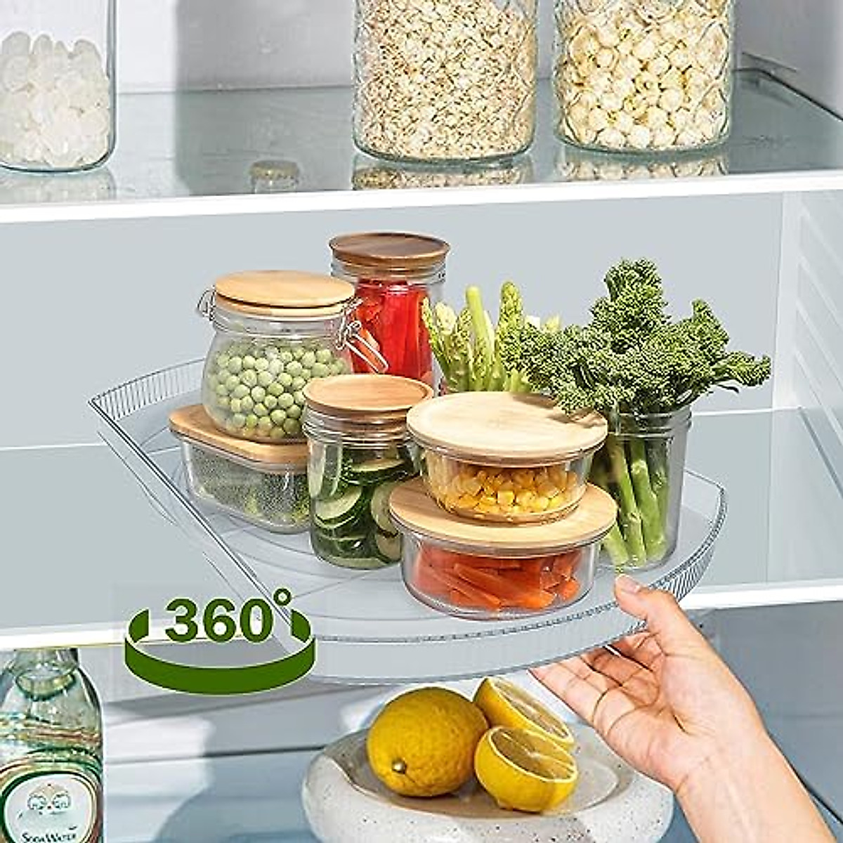 Lazy Susan Storage Turntable for Refrigerator, 16.5'' Transparent Swivel Fridge Lazy Susan Turntable Organizer, Lazy Susan Turntable for Fridge, Pantry, Cabinet, Dining Table, Kitchen (Clear)