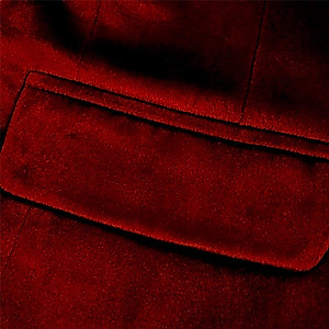 Men's Premium Velvet Blazer Jacket Slim Fit Solid Shawl Lapel Tuxedo Suit One Button Dinner Party Prom Sport Coat (Red,Small)