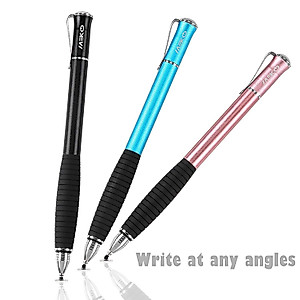 MEKO (2nd Gen)[2 in 1 Precision Series] Universal Disc Stylus Touch Screen Pen for iPhone,iPad,All Other Capacitive Touch Screens Bundle with 6 Replacement Tips,Pack of 3 (Black/Rose Gold/Aqua Blue)