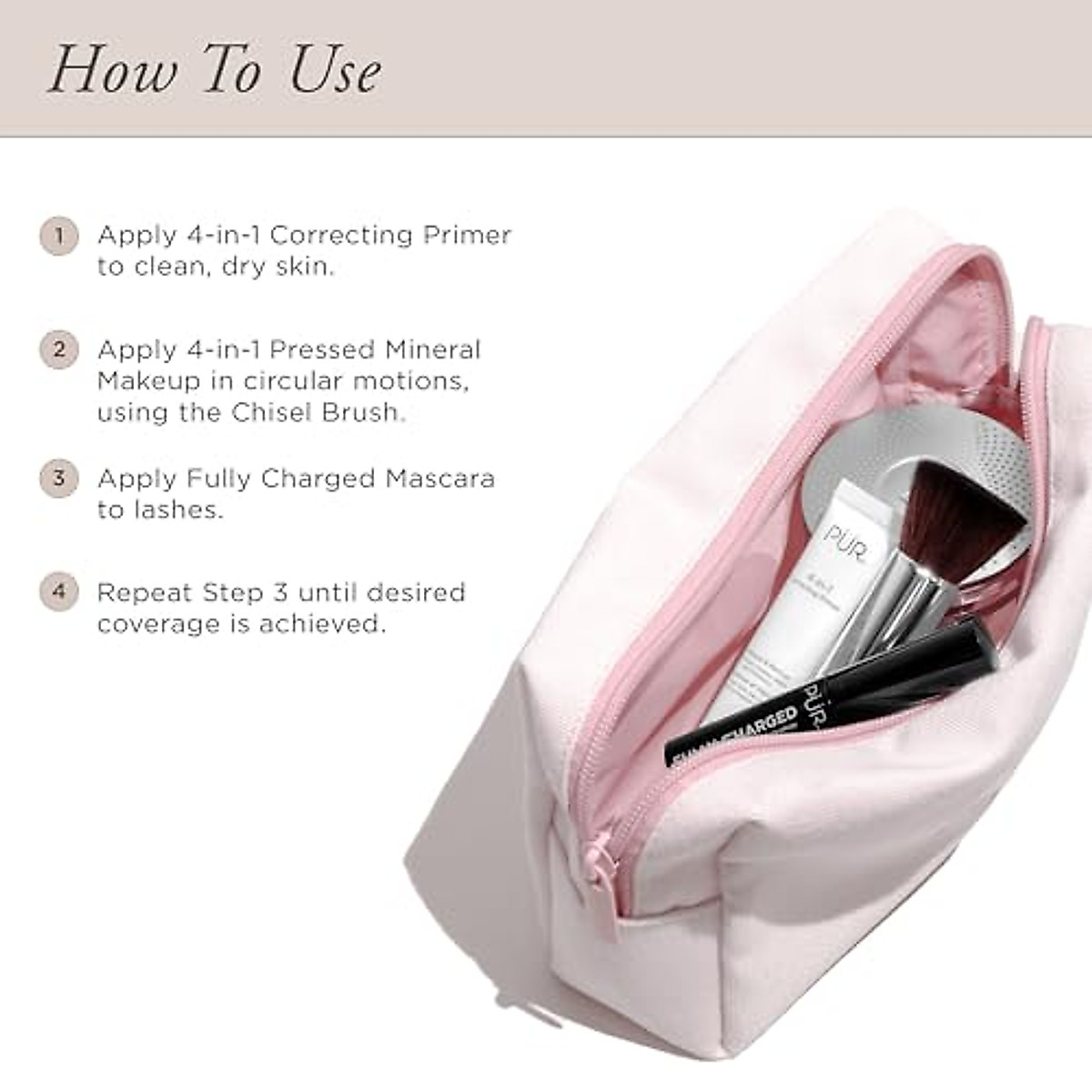 PÜR Beauty Multitasking Essentials Best Sellers Kit, Everyday Look Deluxe Kit, Condition & Moisturize Skin, Cruelty Free, Blush Medium