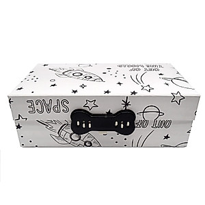 OccasionALL 9.5x5.25x3.5 1 Piece Kids Treasure Box, Space Theme Boys Jewelry Box Treasure Chest, Kids Memory Box Keepsake Boxes with Lids for Toys