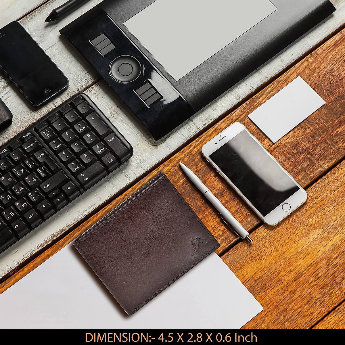 NeoMonte Genuine Leather Minimalist Wallet with RFID protection 9 Credit Card and 2 ID Slots, Sleek Bifold Wallet for Men