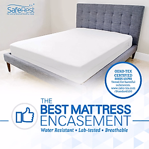 SafeRest Zippered Mattress Protector - Premium 12-15 Inch Waterproof Mattress Cover for Bed - Breathable & Noiseless Washable Mattress Encasement - Full