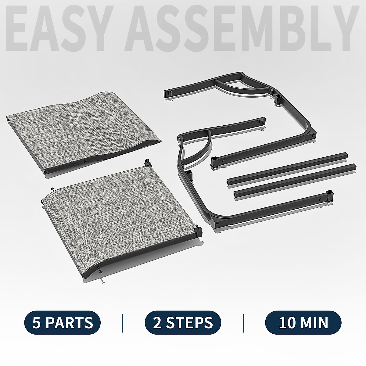 Amopatio Patio Chairs Set of 4, Outdoor Dining Chairs for All Weather, Breathable Garden Outdoor Furniture for Backyard Deck, Grey & White