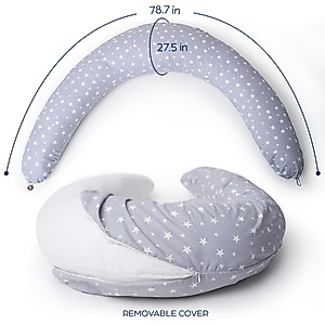 Niimo XXL Pregnancy Pillows for Sleeping & Feeding - 100% Cotton Maternity Pillow Cover, Machine-Washable Body Pillows for Adults, Full Body Pillow & Breastfeeding Pillow, Pregnancy Must Haves