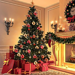 PEMOTech 44Pcs Christmas Balls Ornaments for Xmas Christmas Tree Ornaments Balls with Glitter, Shatterproof Christmas Tree Decorations