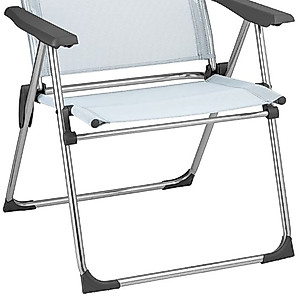 Lafuma Alu Cham XL Folding, Adjustable 5-Position Reclining Outdoor Mesh Sling Chair for Camping, Beach, Backyard, and Patio, Ciel