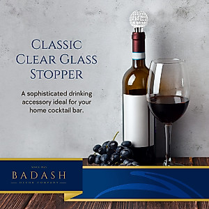 Badash Golf Ball Wine Bottle Stopper - 2" Long Mouth-Blown Lead-Free Clear Glass Stopper - Sparkling Wine Bottle Stopper for Liquor or Wine Glass Bottles