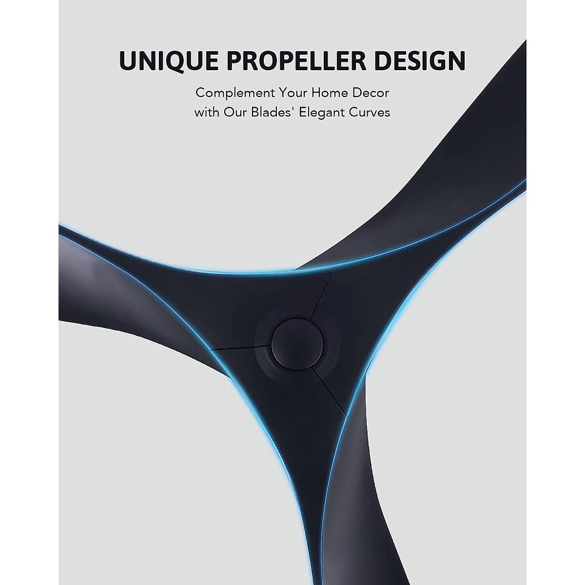 VONLUCE 52" Industrial Ceiling Fan No Light with Remote Control, Mid Century Ceiling Fans with 3 Walnut ABS Blades, Indoor Ceiling Fan for Kitchen Bedroom Living Room, Black