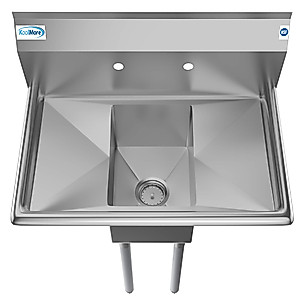 KoolMore - SA101410-10B3 1 Compartment Stainless Steel NSF Commercial Kitchen Prep & Utility Sink with 2 Drainboards - Bowl Size 10" x 14" x 10", Silver