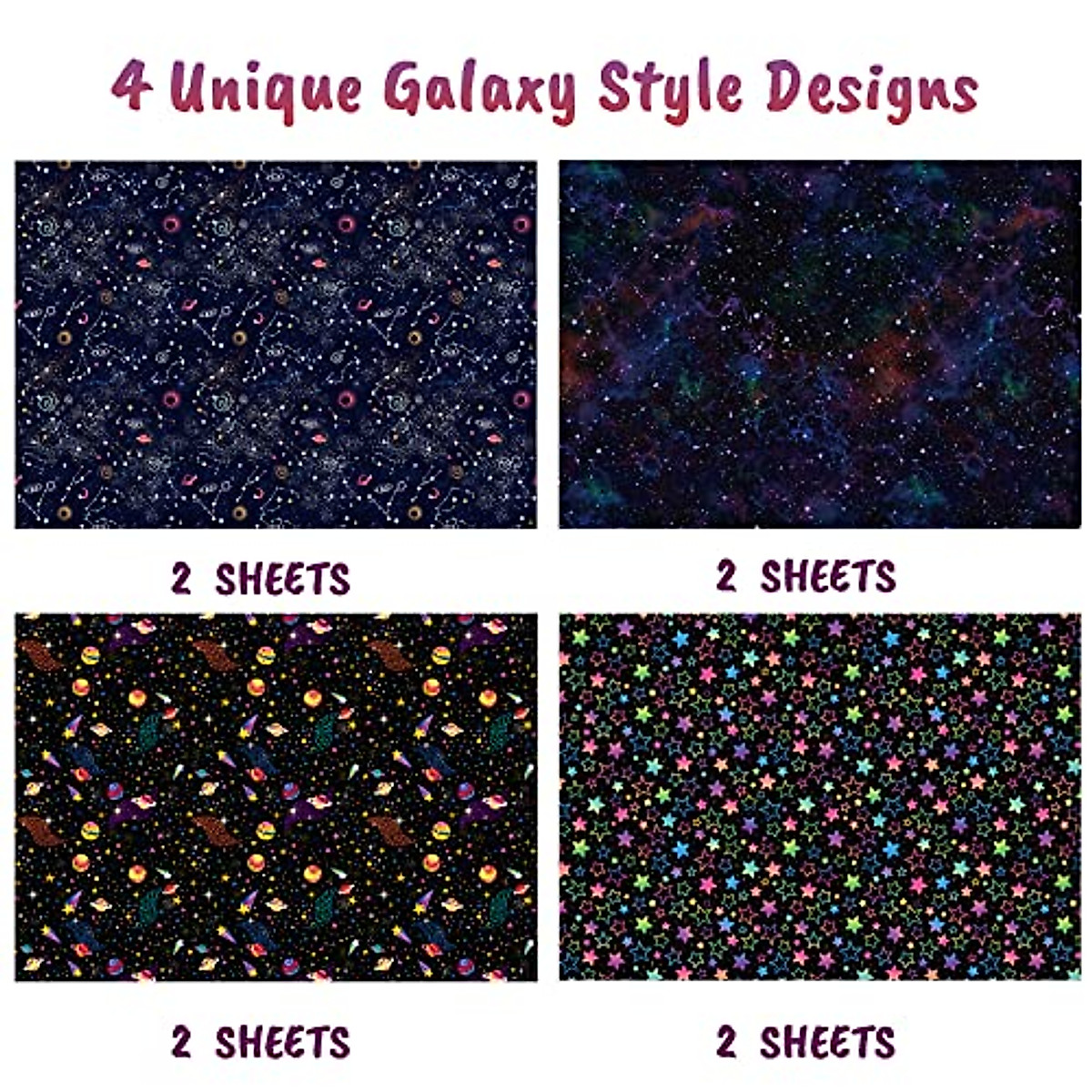 RiukRaiu Galaxy Wrapping Paper For Kids Boys Girls-Gift Wrap with Night Sky,Nebula Star Suitable For Birthday, Baby Shower, Party, Graduations, Party.8 Sheets 20 x 29 Inch, Folded Flat