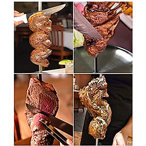 Vertical Skewer Al Pastor Skewer for Grill Stainless Steel Chicken Roaster Stand Brazilian Barbecue Skewer Stand Removable Grilling Rack with Drip Tray for Steak, Whole Chicken, Meat
