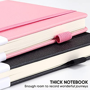 BLUMOST Lined Journal Notebooks with Pen Loop, Hardcover Notebook Journal for Work, 100Gsm Premium Thick Paper with Inner Pocket, Medium 5"x8.25", (Pink)