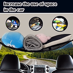 Improve Version Car Ceiling Cargo Net Pocket with Zip,Reinforced Webbing&Double Layers Cargo Carrier,Universal Road Trip Essentials Car Organizers and Storage for Tent,Toy,Quilts