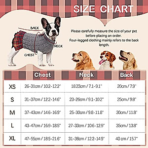 Kuoser Dog Sweater, Dog British Style Sweater Dress Warm Dog Sweaters Knitwear Vest Turtleneck Pullover Dog Coat for Small Medium Dogs Puppies Bulldog for Fall Winter with Leash Hole S