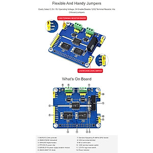 Waveshare Isolated CAN Expansion Board 2 Channel Compatible with Raspberry Pi 4B/3B+/3B etc. Series Boards