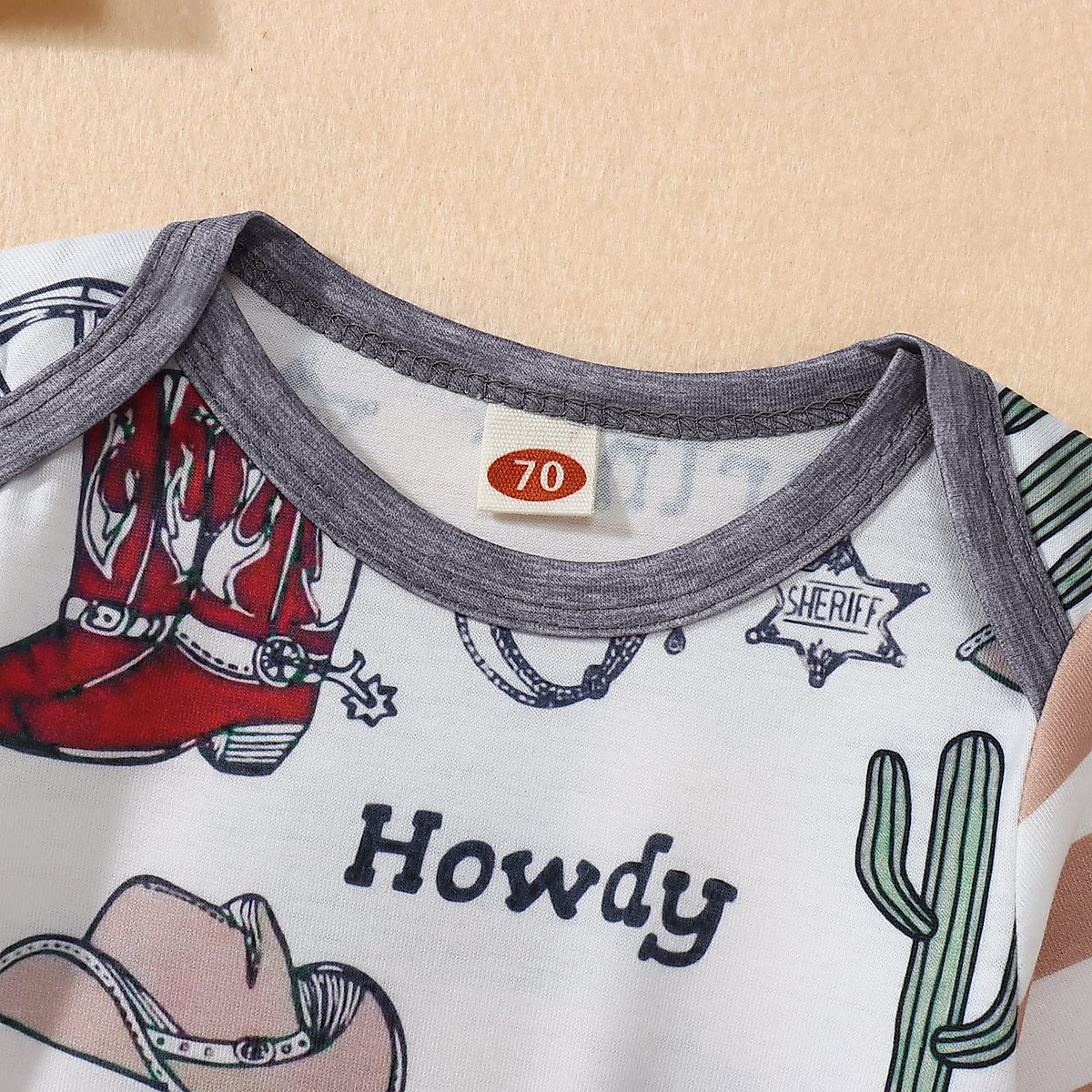 BOUTIKOME Infant Baby Boy Outfit Retro Cowboy Partner Howdy Graphic Romper Newborn Onesie Jumpsuit Hat 2Pcs Set