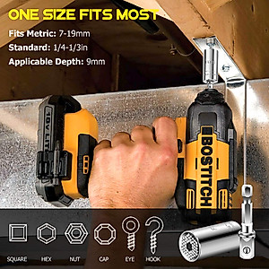 FEBBI Universal Socket, New Upgrade Gator Grip Universal Socket Wrench Set (7-19mm) with Ratchet Wrench Power Drill Adapter, Dad Gift, Best Tool Gifts for Men, Father, Husband DIY Handyman or Women