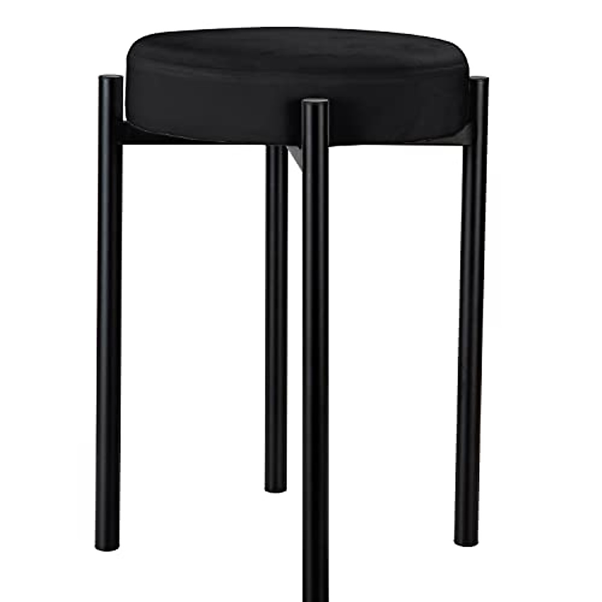 Home Details Dimensions: 13.4" x 13.4" x 17.9" | Easy to Assemble | Stylish Cushion | Compact Design | Black Velour Vanity Stool