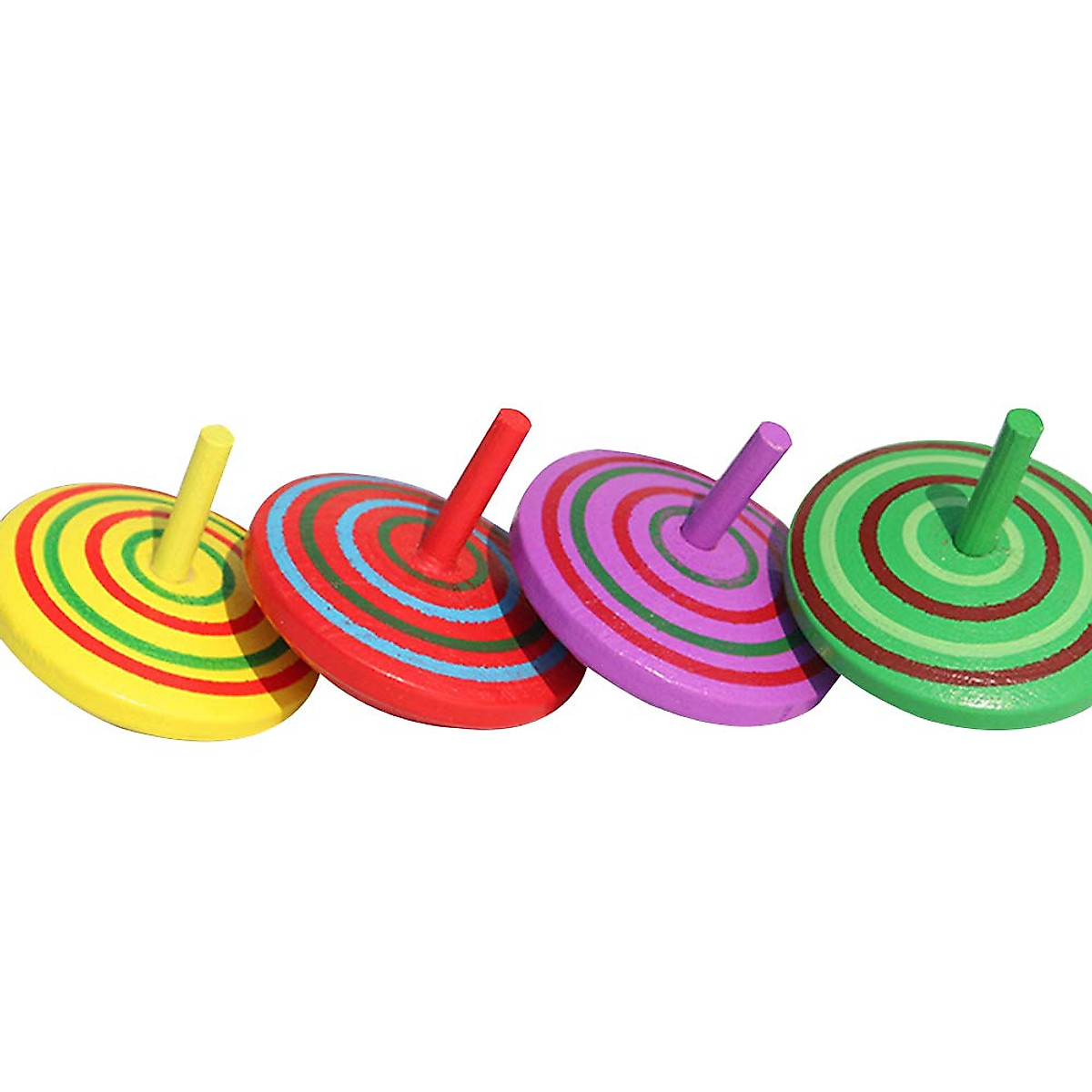 oAtm0eBcl 4Pcs Wooden Classic Colorful Spinning Tops Developmental Kids Stress Relieve Random Color 4pcs