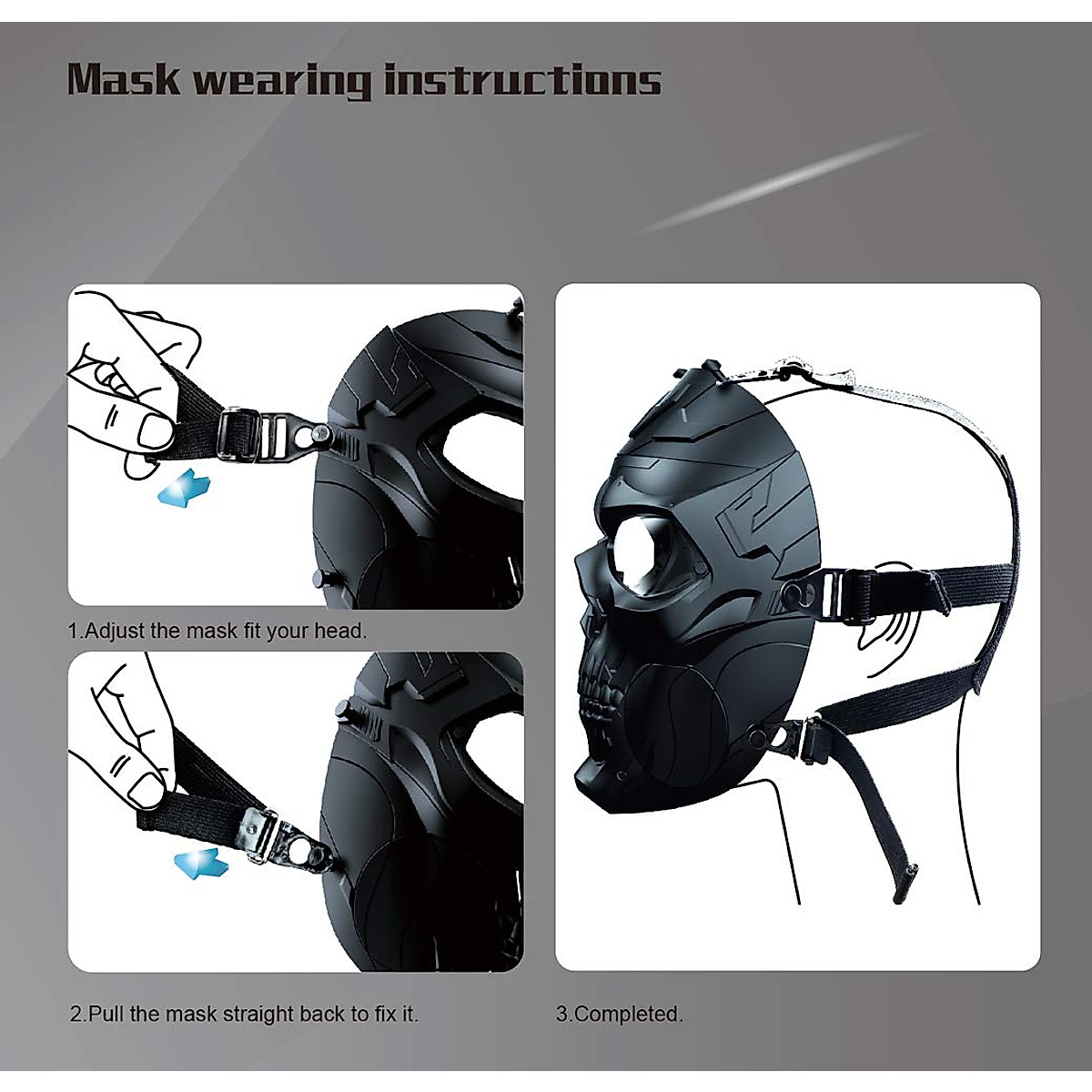 M10 Airsoft Protective Gas Mask Tactical, Full Face Eye Protection Skull Dummy Game Mask, Adjustable Strap for BB Gun Outdoor Sport CS Cosplay Shooting Movie Costume Paintball Halloween Masquerade