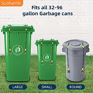 Suohanfei 2 Pcs Trash Can Lock for Animals, Raccoon Bear Proof Trash Can Lid Locks, Universal Outdoor Garbage Can Lock（Black）