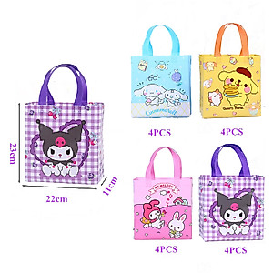 16 Pcs Cinnamo Dog Meledy Cartoon Kawaii Party Favor Bags with Handles, Non-Woven Reusable Goodie Bags Treat Tote Gift Bags for Kids Boys Girls Birthday, Baby Shower,Birthday Party Decorations