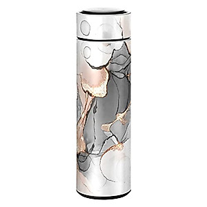 CaTaKu Pink Gold Marble Water Bottle Insulated 16 oz Stainless Steel Flask Thermos Bottle for Coffee Water Drink Reusable Wide Mouth Vacuum Travel Mug