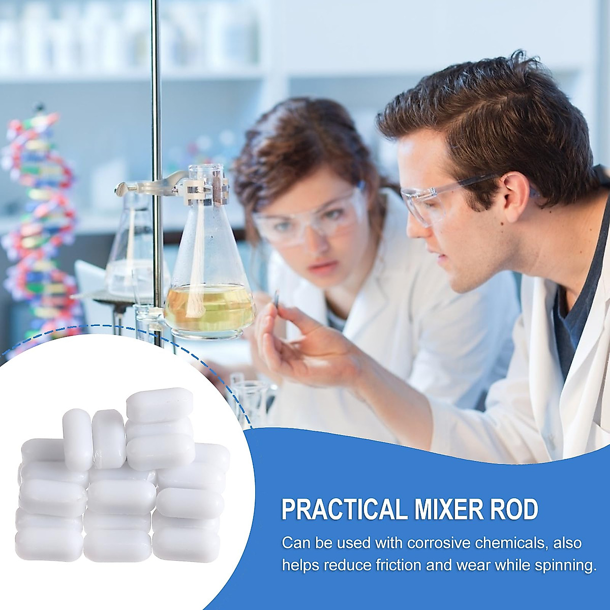 VILLCASE Magnetic Stir Bar Set, Stir Plate PTFE Stirrer Mixer Stir Bar, Stir Rod Magnetic, Laboratory Bar, Stir Plate Magnet Stick (25 Pieces,7mm/ 0.2 Inch)