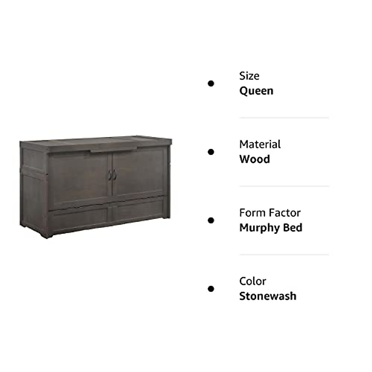 Night & Day Murphy Cube Queen Cabinet Bed Professionally Assembled by SDS Cabinet Beds with Custom 6" Memory Foam Mattress (Stonewash Finish)