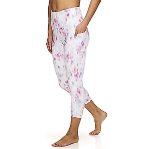 Gaiam Women's High Waisted Capri Yoga Pants - High Rise Compression Workout Leggings - Athletic Gym Tights - Bright White, X-Small