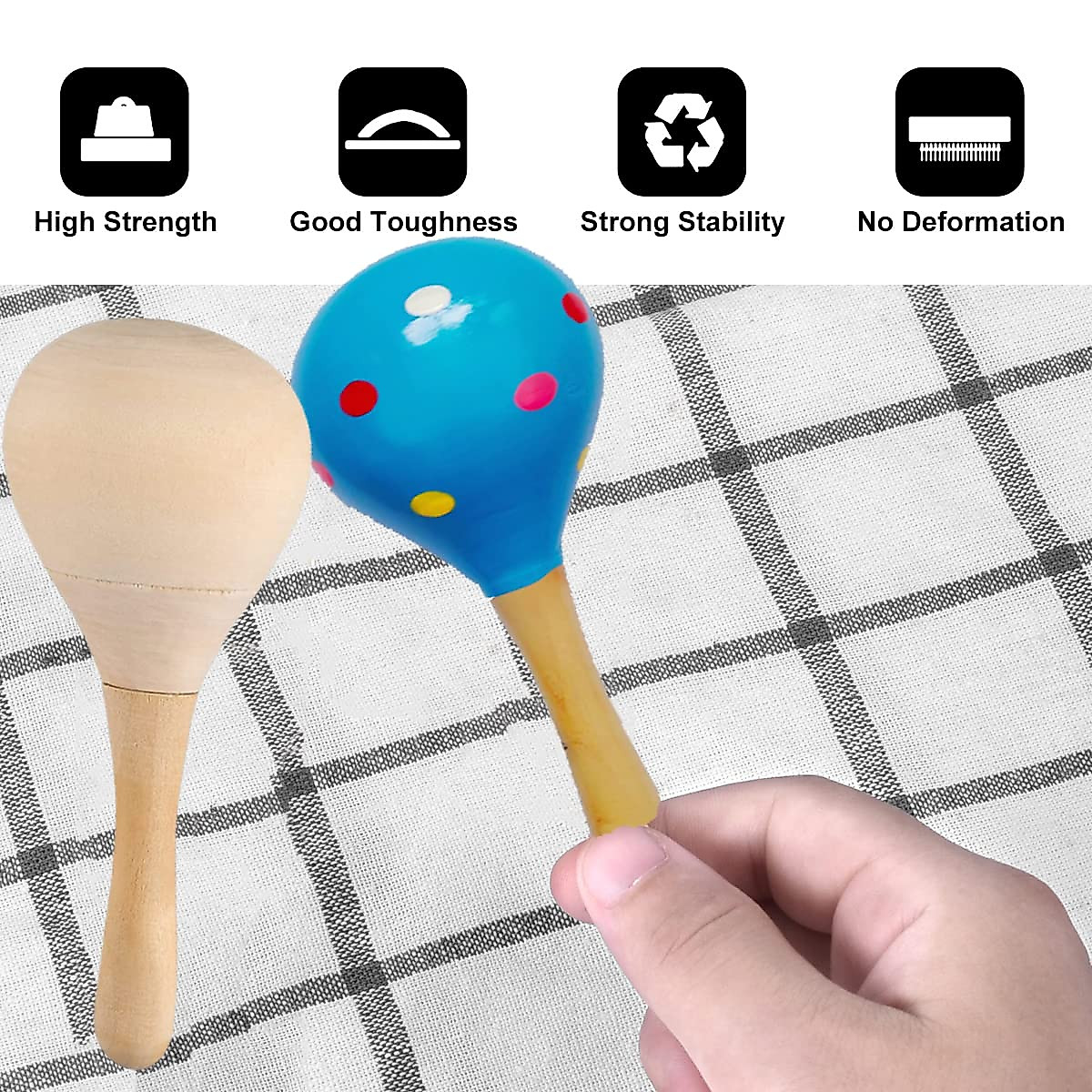 Darovly 6Pcs Fiesta Wooden Maracas(Random Color) + 2Pcs DIY Wood Maracas Unfinished Hand Painted Maracas for Painting Craft Mexican Fiesta Cinco De Mayo Party Carnival or Gifts(7.87Inch/20CM)
