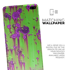 DesignSkinz Lime Green Metal with Hot Purple Rust Protective Vinyl Decal Wrap Skin Cover Compatible with The Samsung Galaxy S20 (Screen Trim & Back Glass Skin)