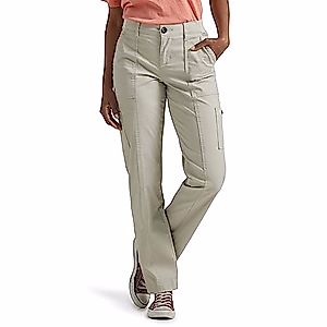 Lee Women's Ultra Lux Comfort with Flex-to-Go Utility Pant, Salina Stone, 14 Long