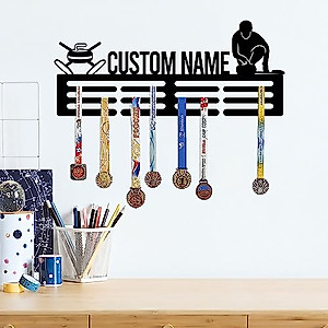 Custom Metal Yard Sign Light, Custom Curling Medal Hanger with Led Light, Medal Holder Display Rack for Awards and Ribbons, Tiered Award Rack, Curling Medal Rack Gift