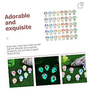 Alasum 40Pcs Luminous Mushroom Garden Miniature Mushroom Statue Mushroom Garden Decor Mushroom Crystals Mushroom Outdoor Decor Luminous Mini Mushroom Statue Decor Cartoon Resin Cake
