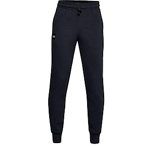 Under Armour Boys Rival Fleece Joggers , Black (001)/Onyx White , Youth Large